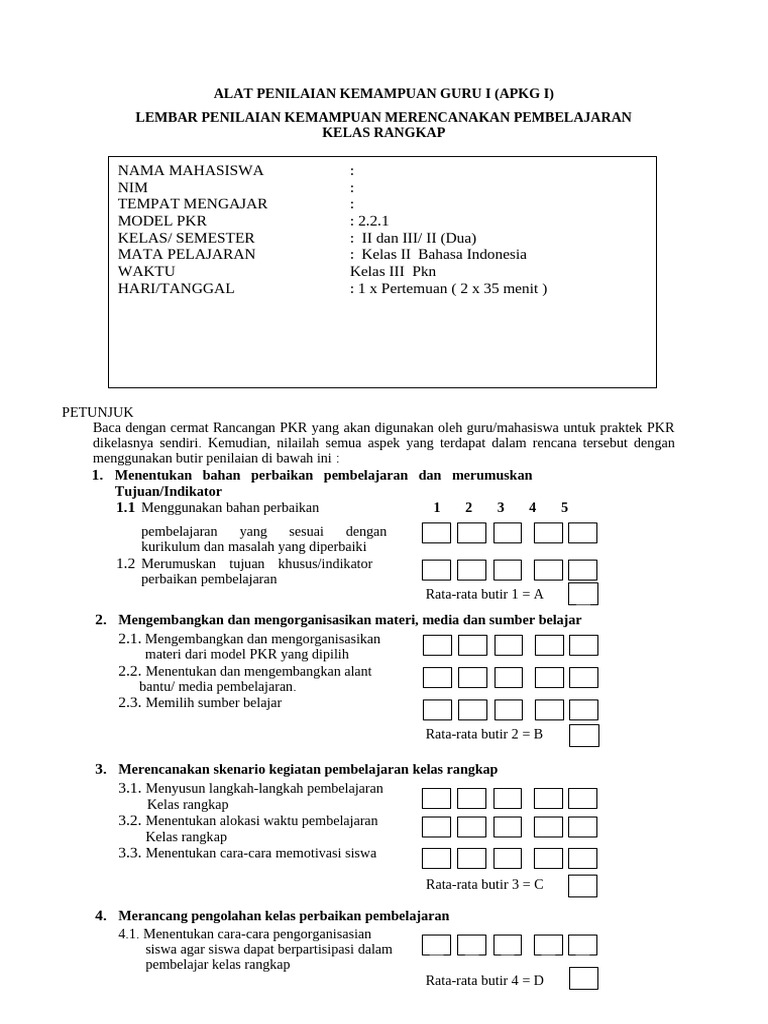 APKG 1, 2 Dan Lembar Refleksi PKR | PDF