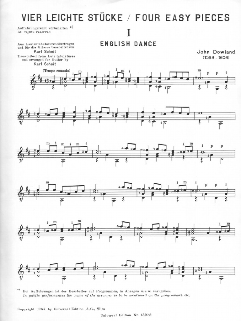 Four easy pieces - John Dowland | PDF