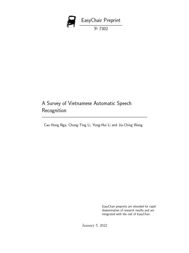 A Survey Of Vietnamese Automatic Speech Recognition 2021 Prepring Pdf Speech Recognition