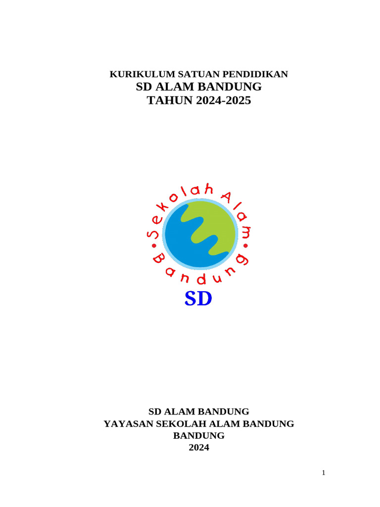 Kurikulum SD Alam Bandung 2024-2025 | PDF