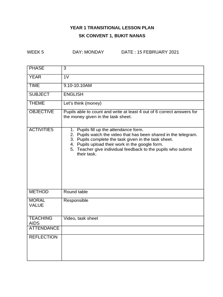 1. MONDAY | PDF | Lesson Plan | Teachers