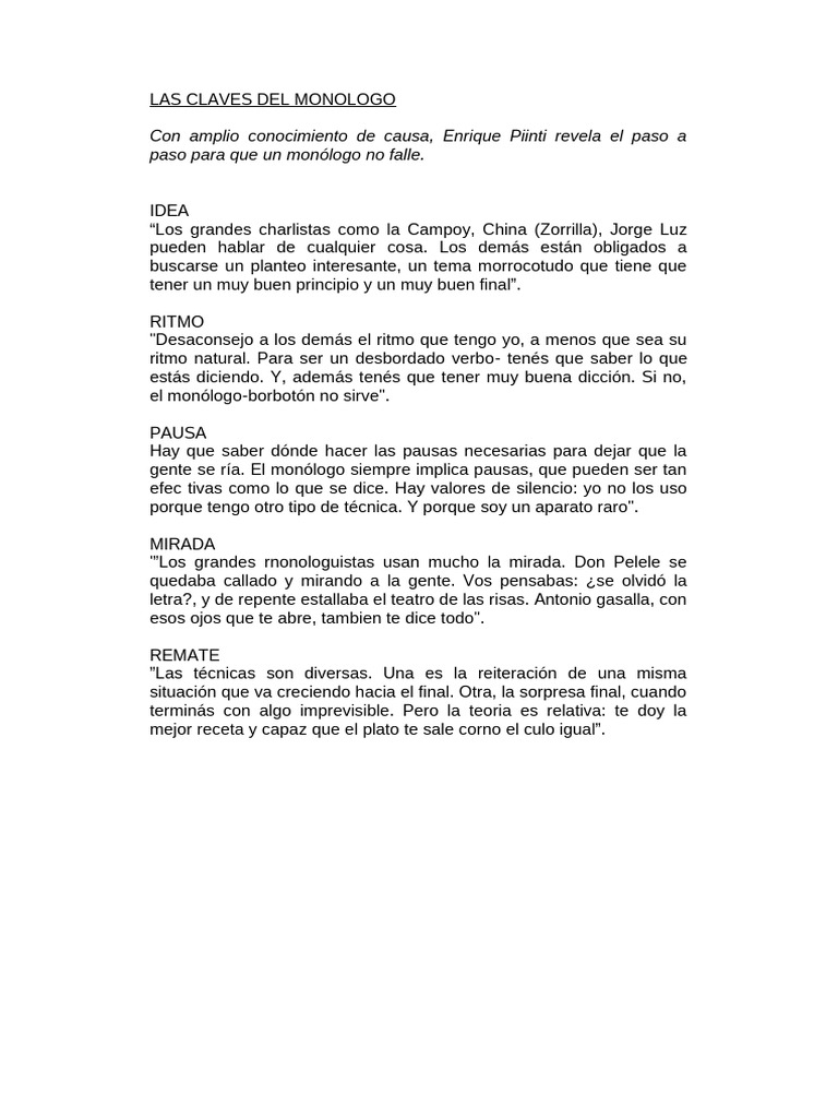 Claves Del Monologo | PDF