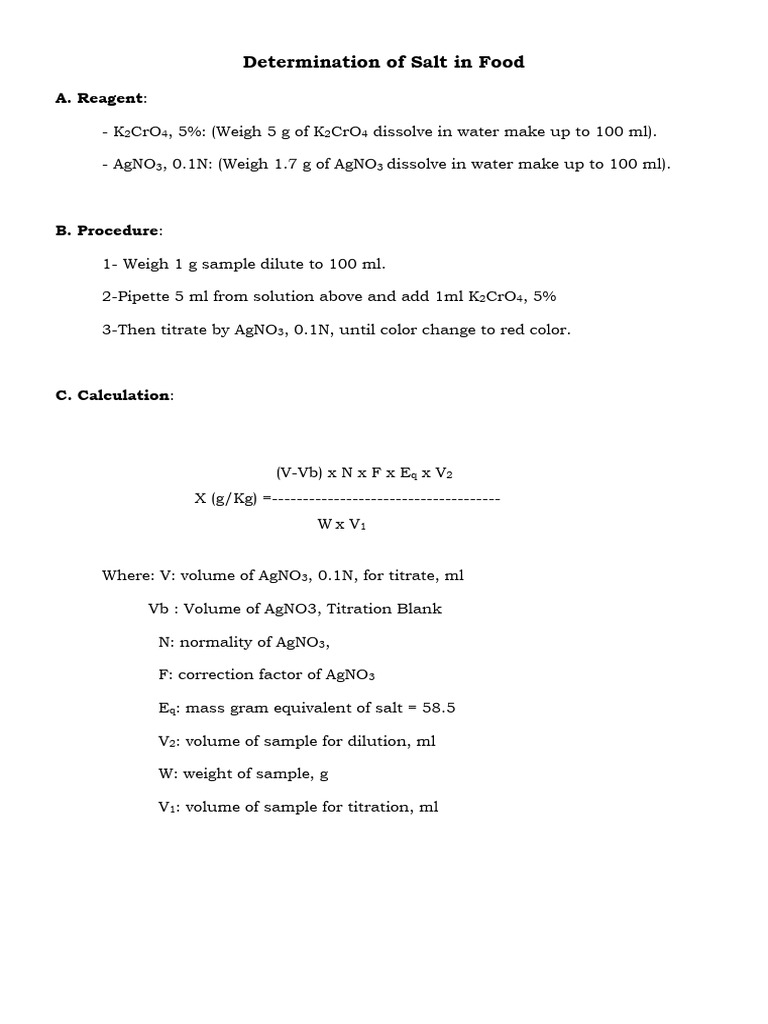 Determination of Salt | PDF