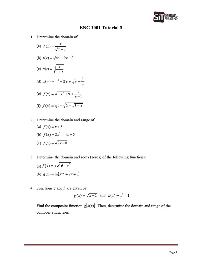 Eng Mathematics Functions Tutorial | PDF | Function (Mathematics) | Mathematical Analysis
