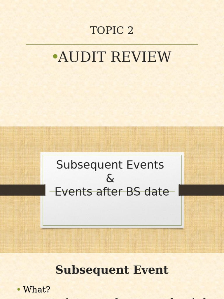 Subsequent Events Audit Review Guide | PDF