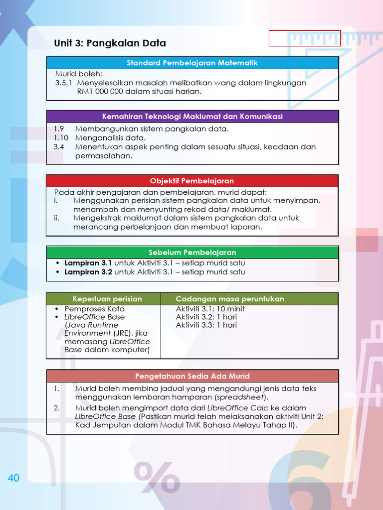 Math Unit 3 Tahun 5pangkalan Data | PDF