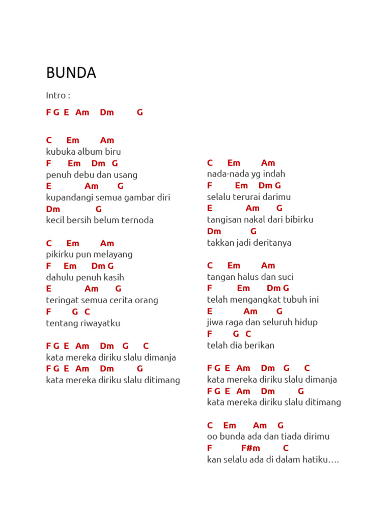 Chord Bunda | PDF