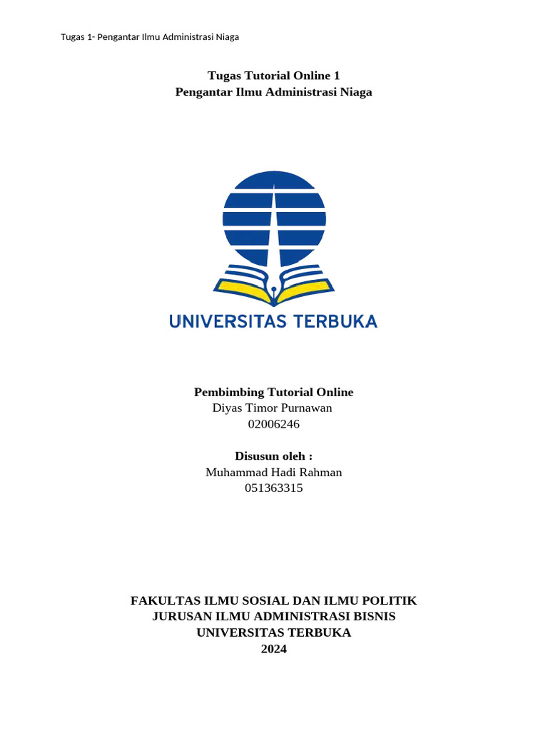Pengantar Ilmu Administrasi Niaga UT - T1 - ADBI4130 | PDF