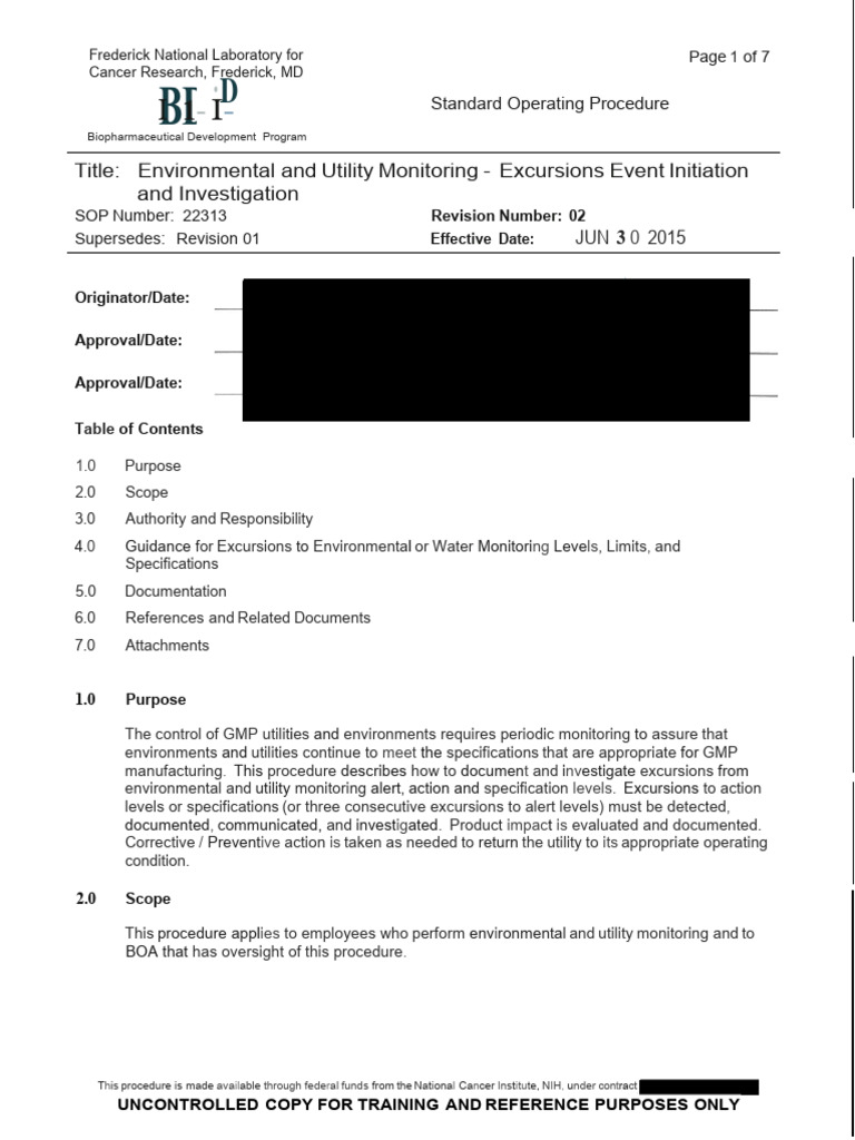 Environmental and Utility Monitoring Excursions Event Initiation and ...
