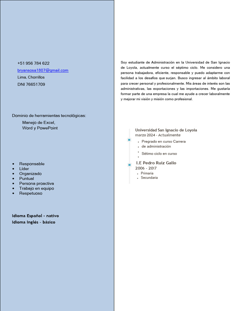 CV Bryan | PDF | Crecimiento personal y profesional