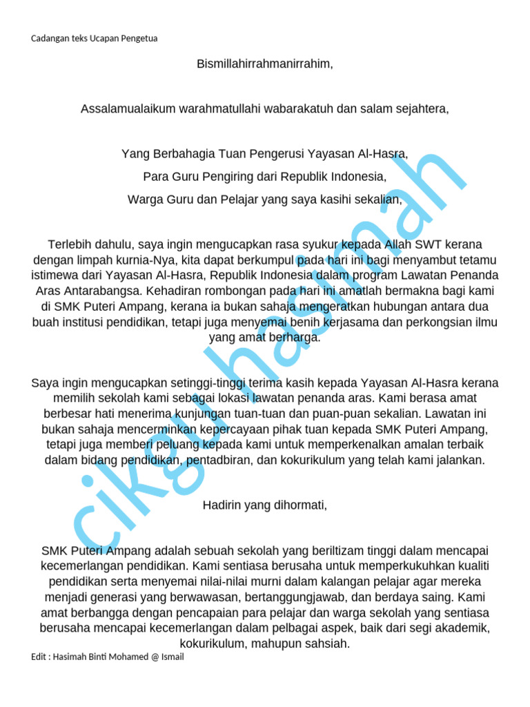 Ucapan Terima Kasih kepada Al-Hasra | PDF | Kesehatan Holistik | Agama ...