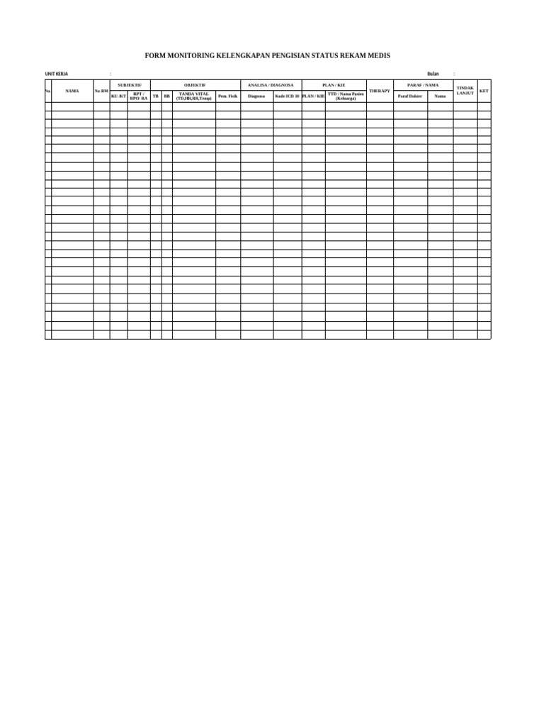 Form Monitoring Kelengkapan Pengisian Status Rekam Medis | PDF
