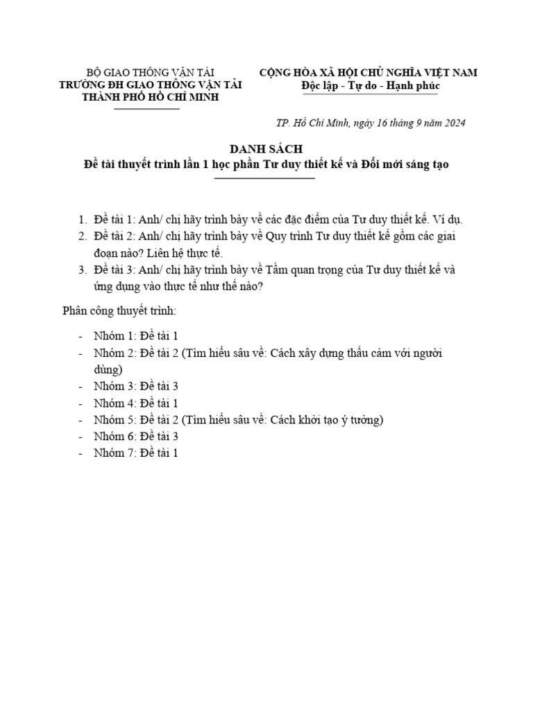 Uth -Đề Tài Thuyết Trình Học Phần Tdtk-dmst | PDF