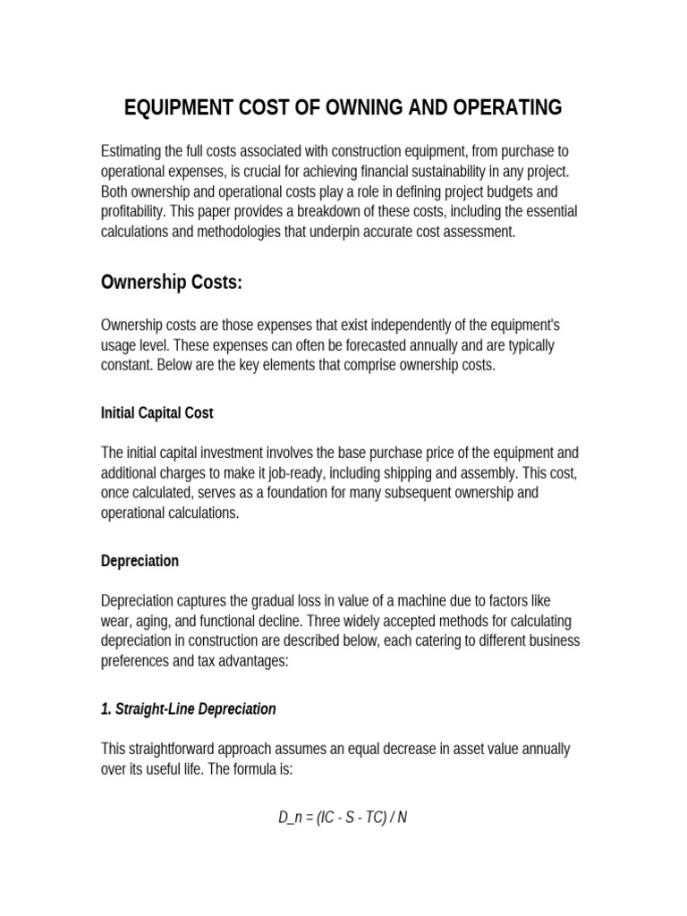 Equipment_Costs_Paper (2) | PDF | Depreciation | Expense