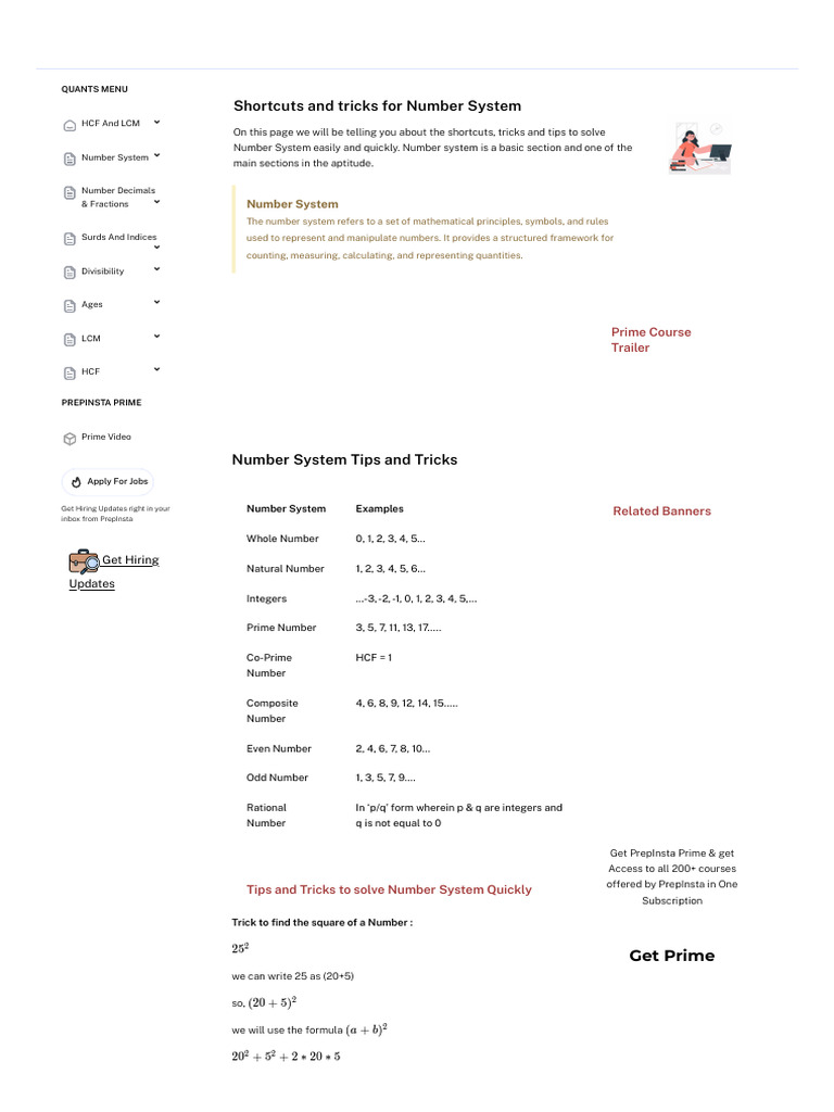 Tips, Tricks and Shortcuts For Number System | PDF | Numbers | Mathematics