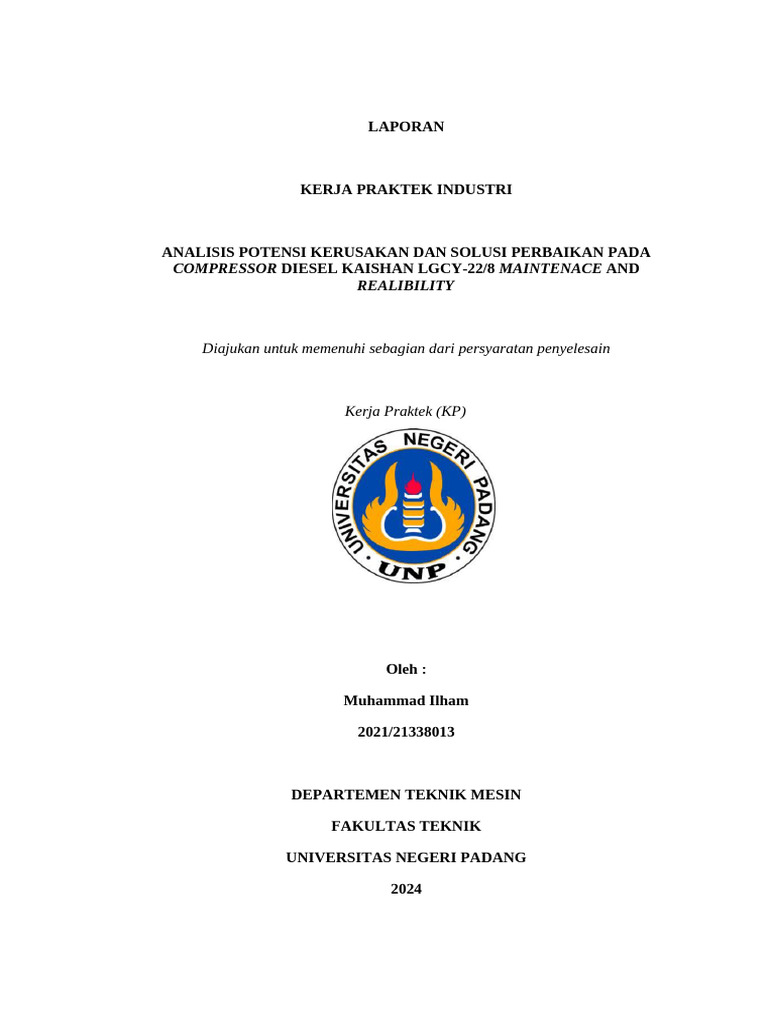 BISMILLAH LAPORAN KERJA PRAKTEK MUHAMMAD ILHAM 21338013. (111) Docx | PDF | Sains & Matematika ...