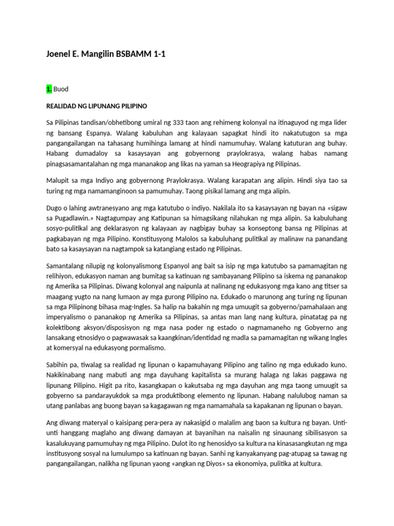 Filipinohiya Activity 1 | PDF