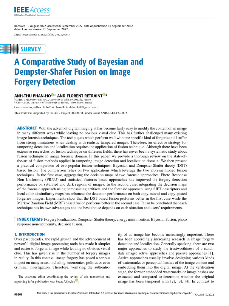 A Comparative Study of Bayesian and Dempster-Shafer Fusion On Image Forgery Detection | PDF ...