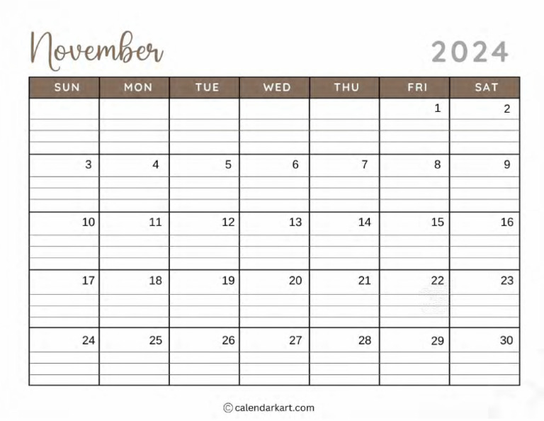Printable November 2024 Calendar 15 | PDF