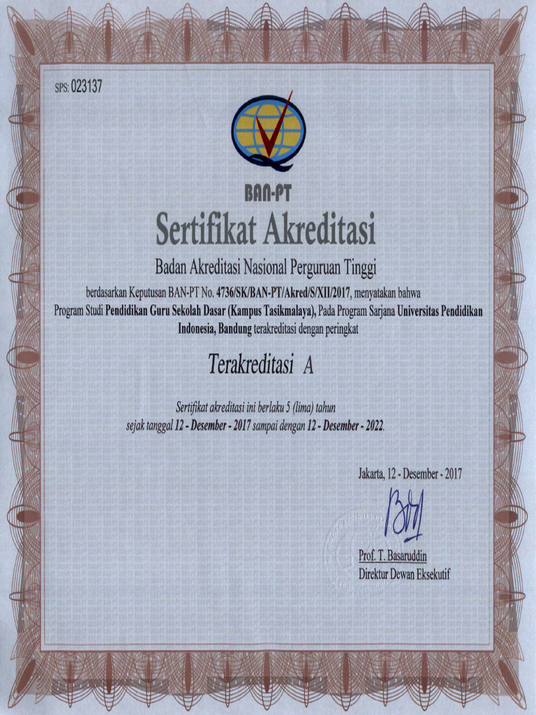 SS Akreditasi - Kampus Tasikmalaya - PGSD - S1 - 2017-1 | PDF | Karier & Perkembangan