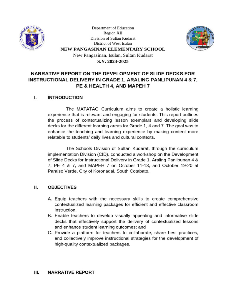 Narrative Report - Epp Service Credit | PDF | Curriculum | Teachers