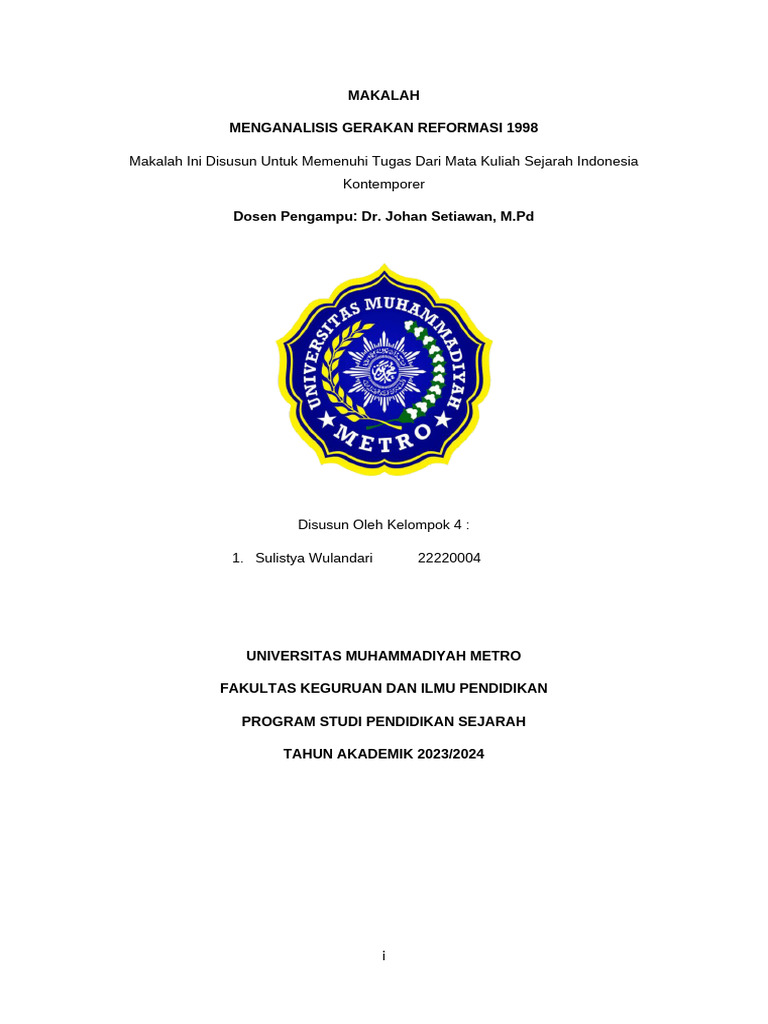 MAKALAH MK Sej Indonesia Kontemporer Kel 4 | PDF | Politik | Ilmu Sosial