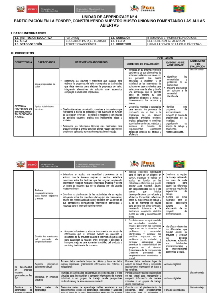3er Grado III Unidad Ept | PDF | Evaluación | Aprendizaje