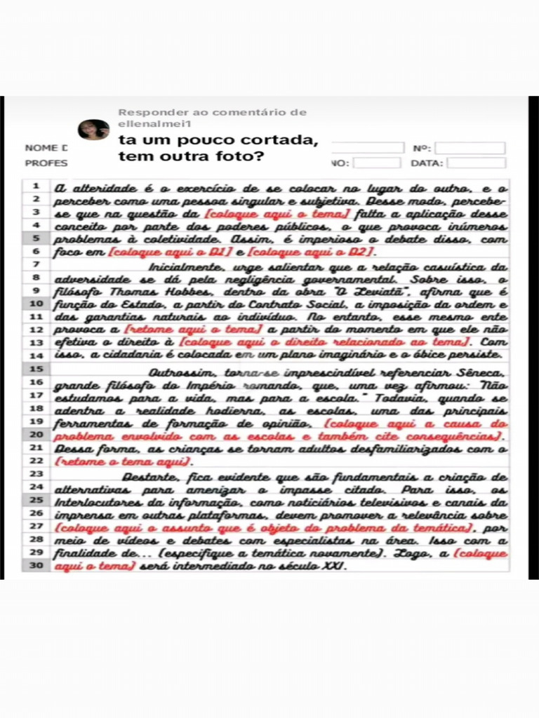 Modelo Pronto - Redação | PDF