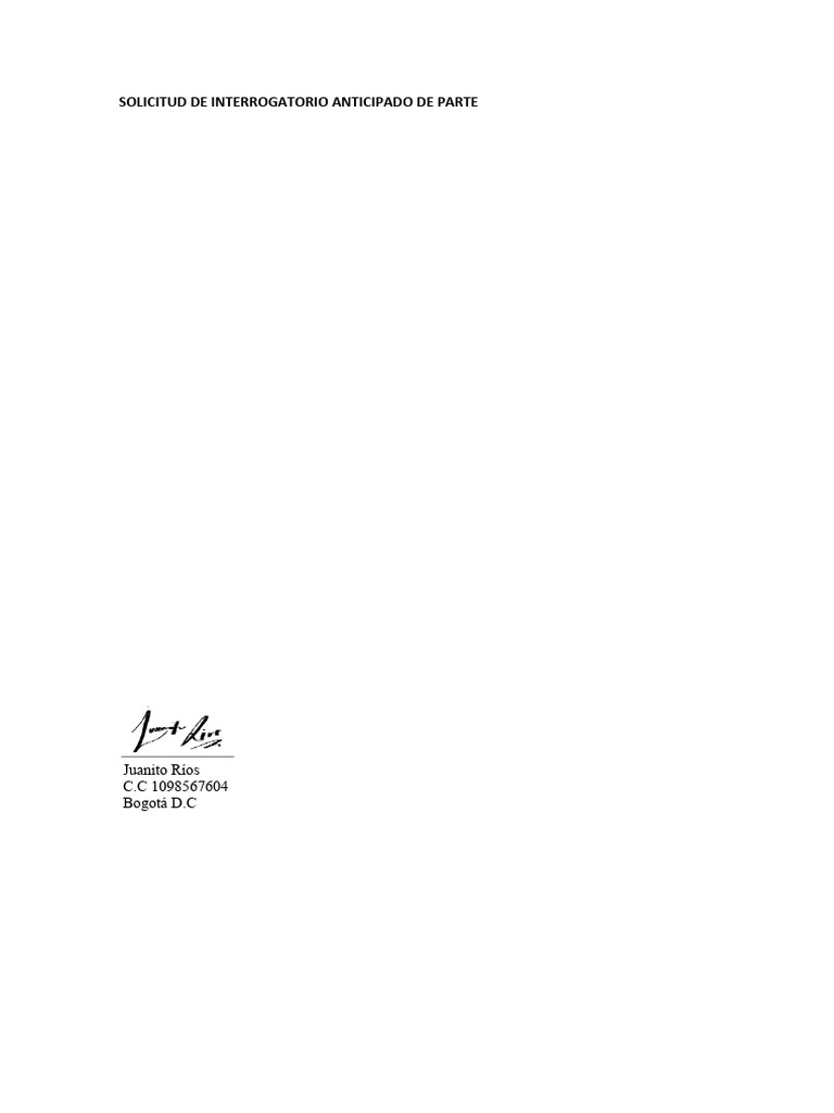 Solicitud de Interrogatorio Anticipado de Parte | PDF