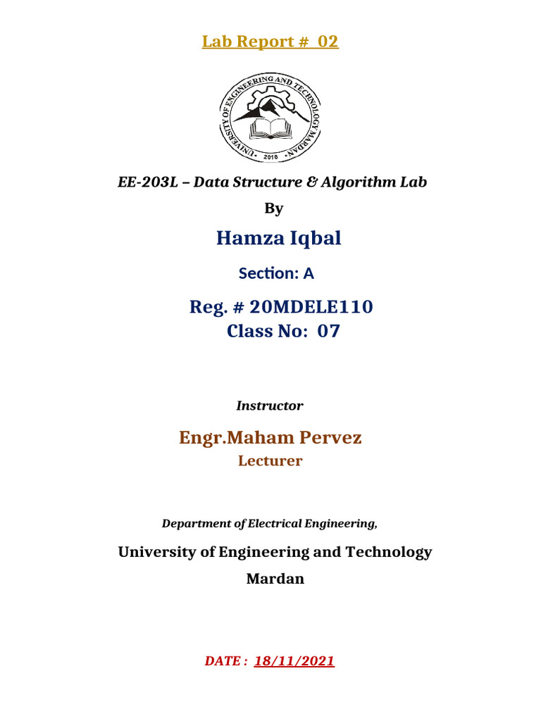 DSA Lab#02 20MDELE110 | PDF | Technology & Engineering DSA Lab#02 20MDELE110 | PDF | Technology & Engineering