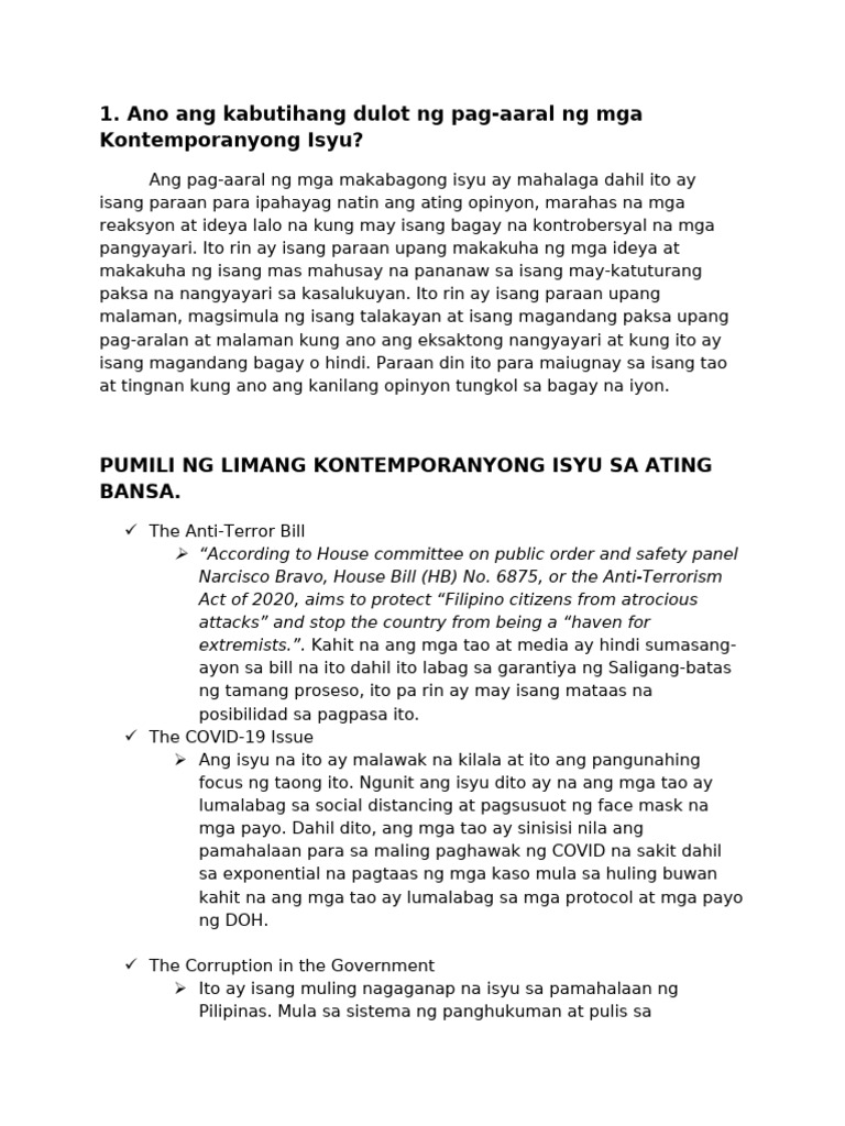 Contemporary Issues | PDF