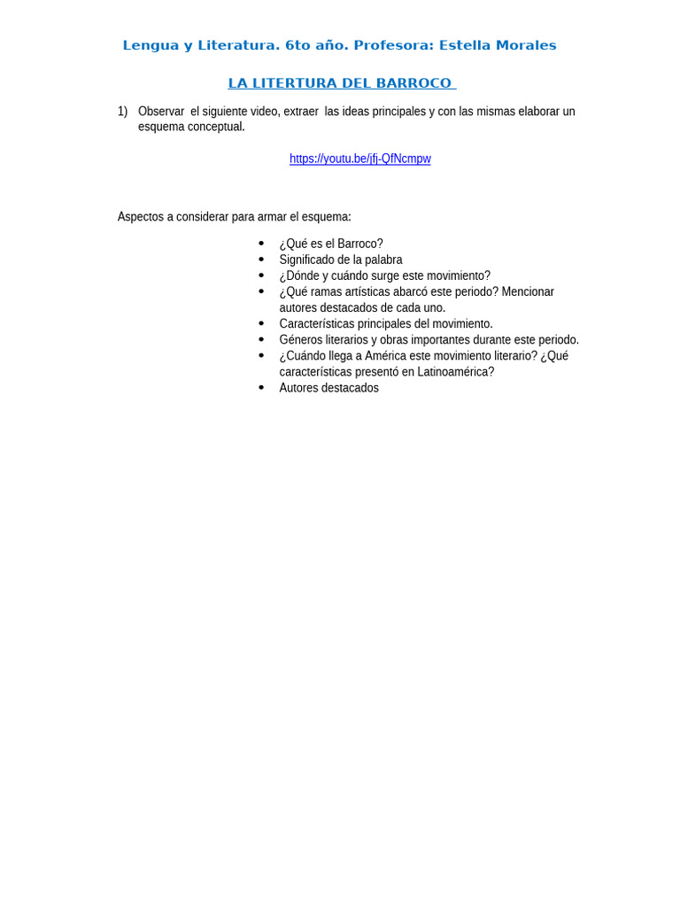 Literatura del Barroco: Esquema y Análisis | PDF