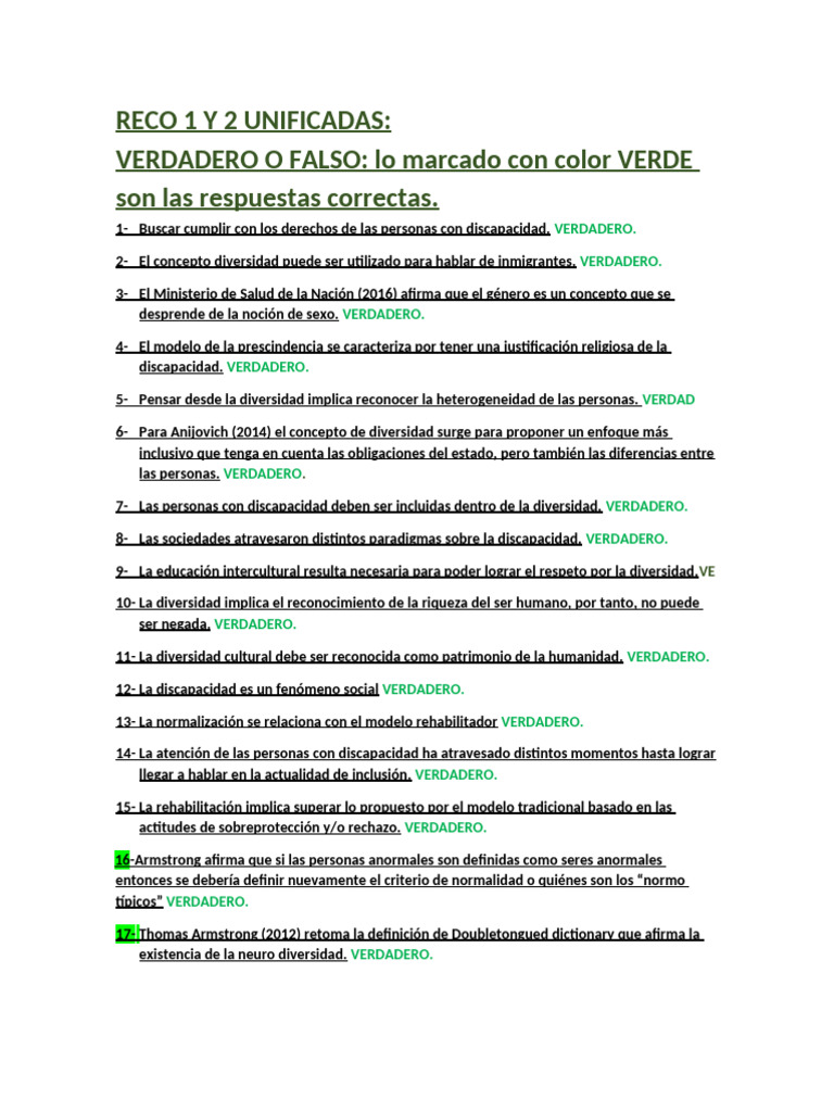 Reco 1 y 2 Unificadas | PDF | Invalidez | Educación especial