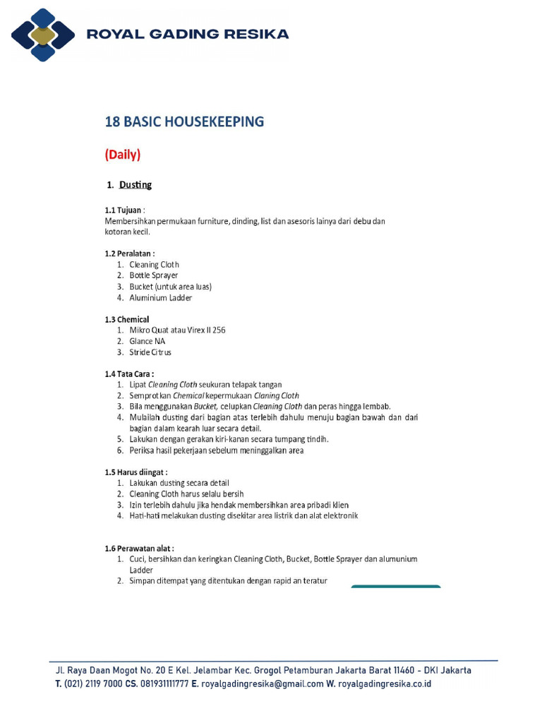 Basic Housekeeping Pdf