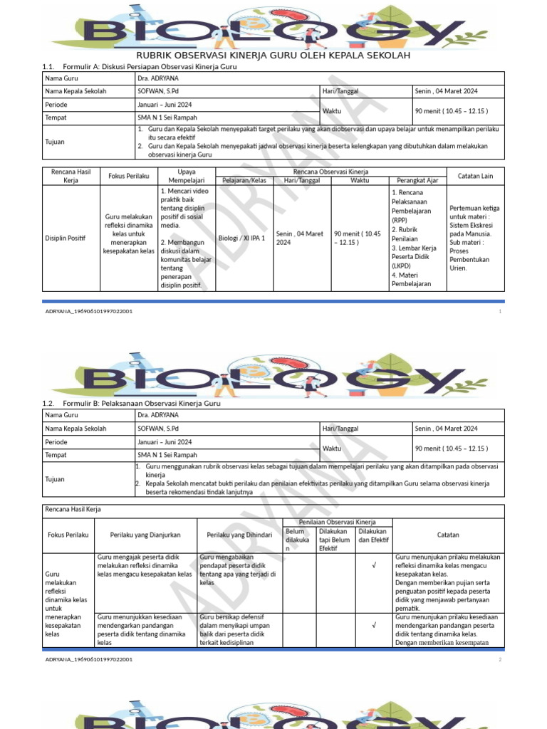 Observasi Kinerja Guru di SMA N 1 Sei Rampah | PDF | Karier & Perkembangan