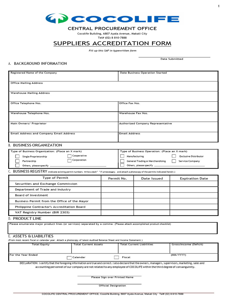 Cocolife Accreditation Form | PDF | Financial Economics | Business
