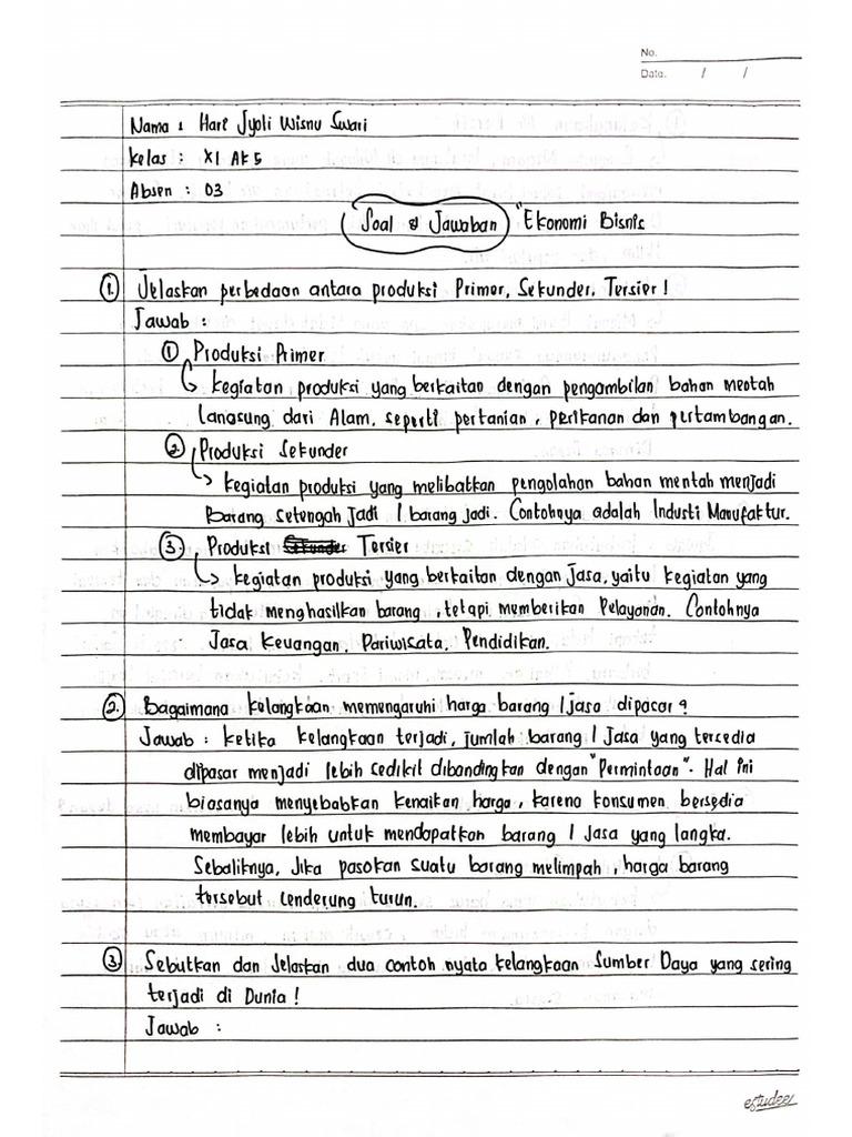 Ekonomi Bisnis. Hari Jyoti Wisnu Swari.03.XI - Ak5 | PDF