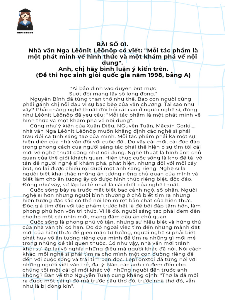 Bài Văn Đạt Giải HSG | PDF