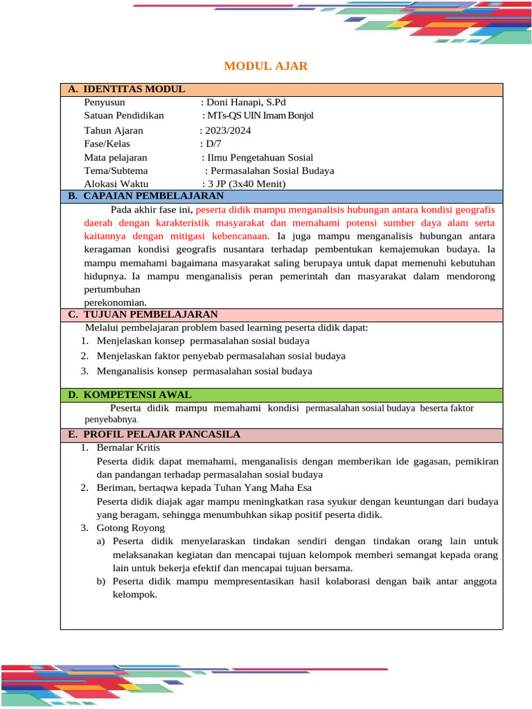 Modul Ajar DONI | PDF | Karier & Perkembangan