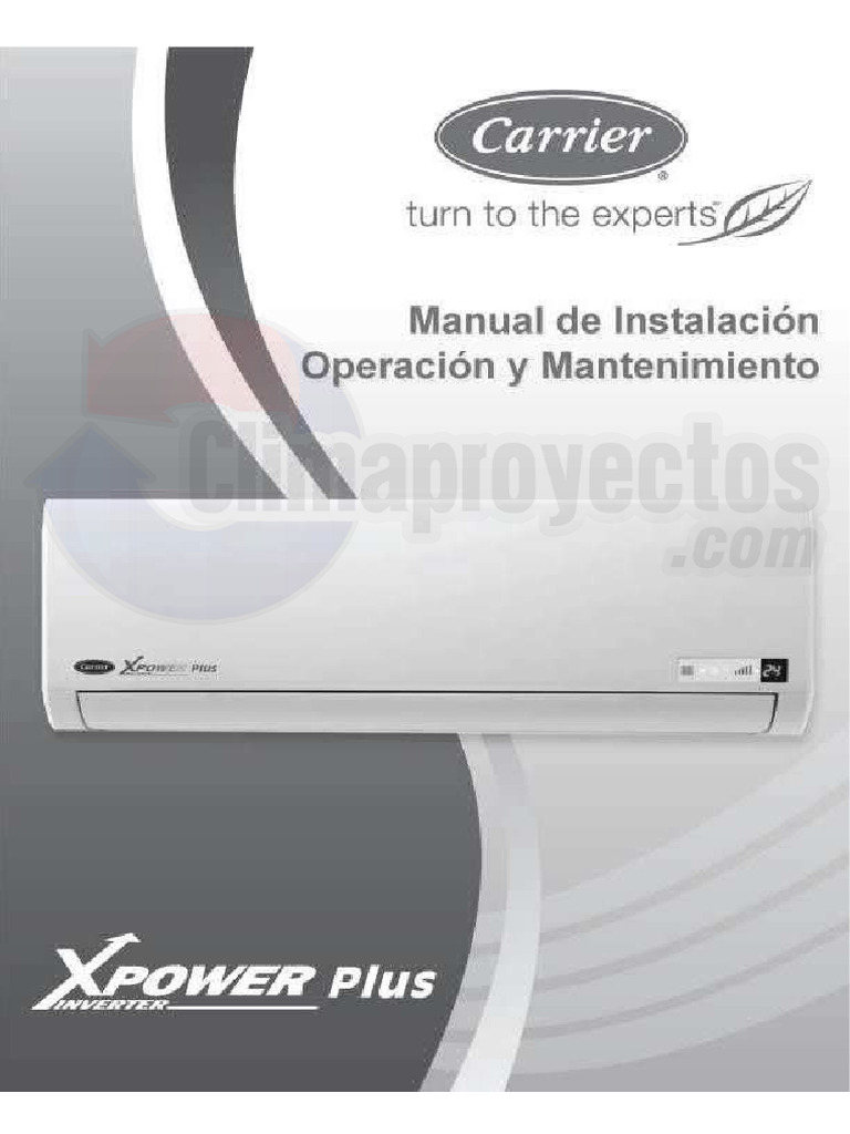 Installation Manual Carrier XPower Plus Mexico CP Compressed | PDF | Temperatura | Refrigerante