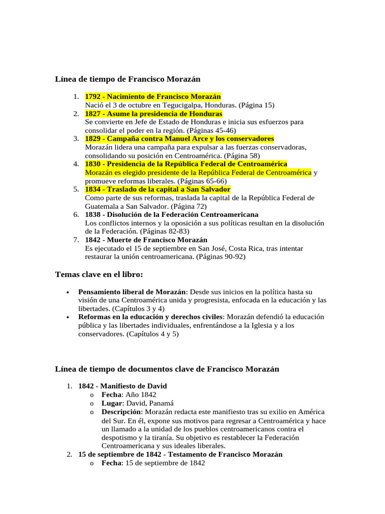 Línea de Tiempo de Francisco Morazán | PDF | Gobierno | Ciencias Políticas