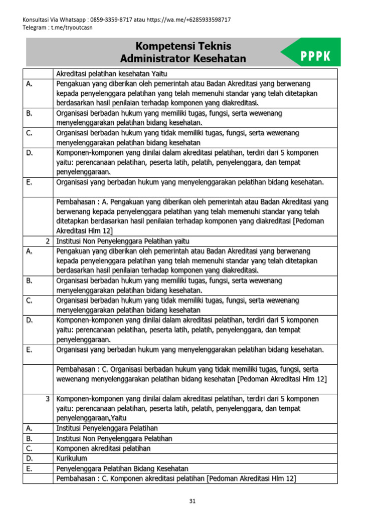 Ebook Soal Dan Pembahasan PPPK 2022 Tenaga Kesehatan Dan Teknis 31 32 | PDF | Karier ...