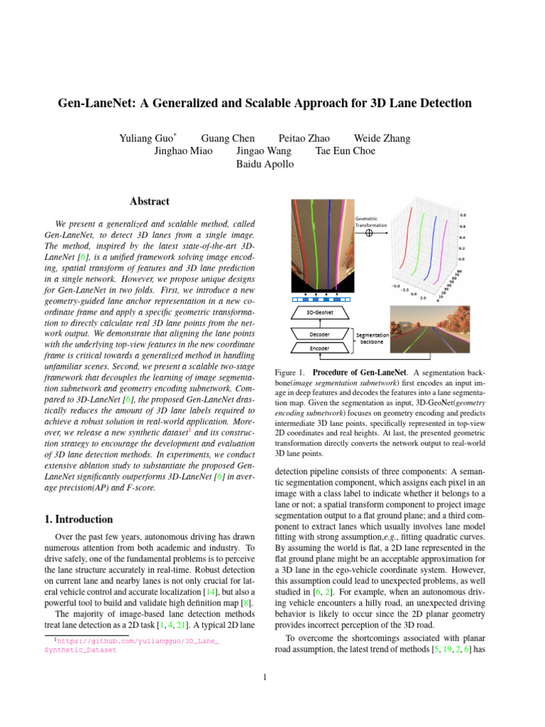 Gen-LaneNet: Scalable 3D Lane Detection | PDF | Image Segmentation | Coordinate System