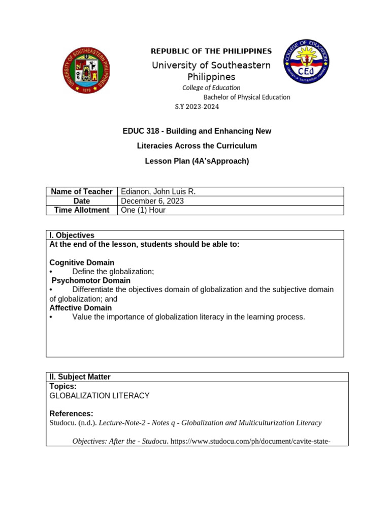 EDIANON-LEARNING-PLAN-Module-2 | PDF | Literacy | Citizenship