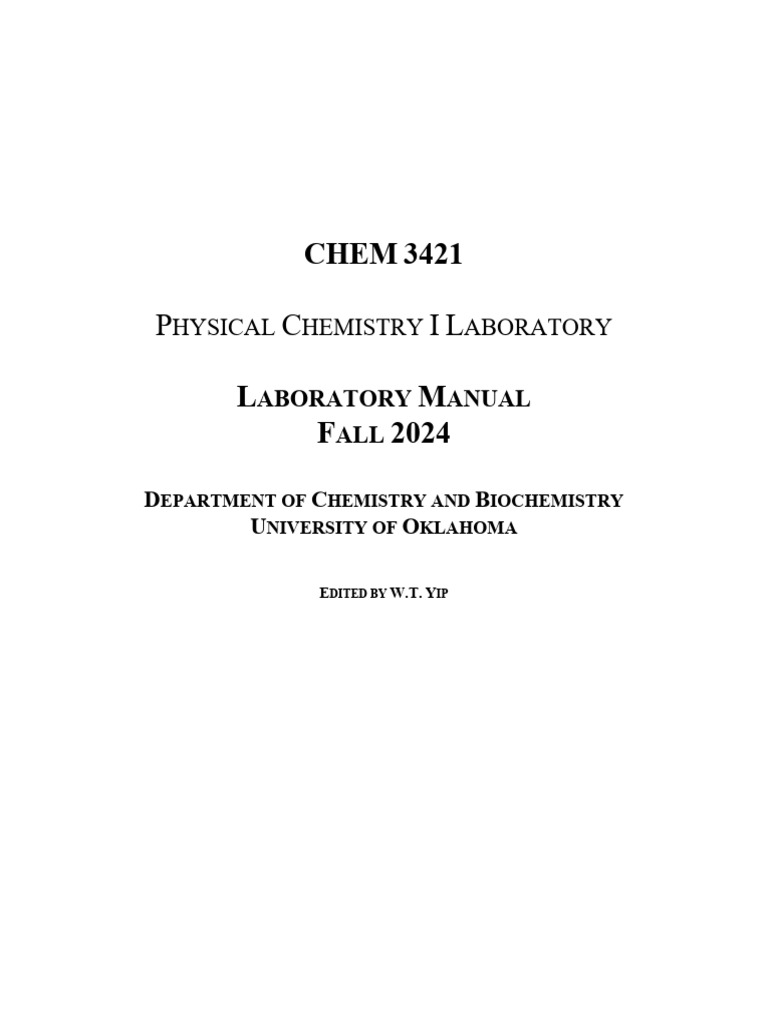 CHEM 3421 Lab Manual Fall24 | PDF | Reaction Rate | Observational Error