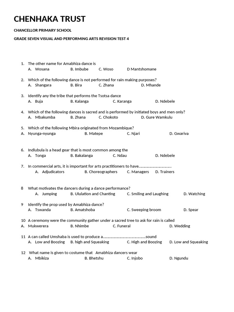 GRADE_7_VPA_TEST_4 | PDF | Entertainment | Cultural Heritage