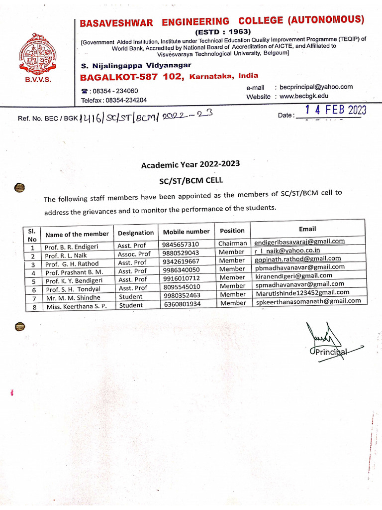 Bec SC ST BCM 2022 23 | PDF