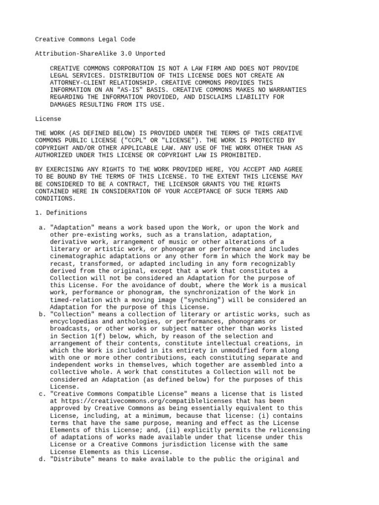 BY SA v3.0 | PDF | License | Creative Commons License