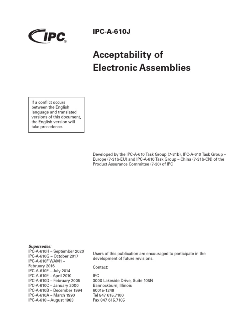 IPC-A-610J: Acceptability Standards | PDF | Manufactured Goods ...