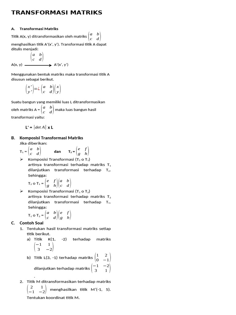 TRANSFORMASI MATRIKS | PDF